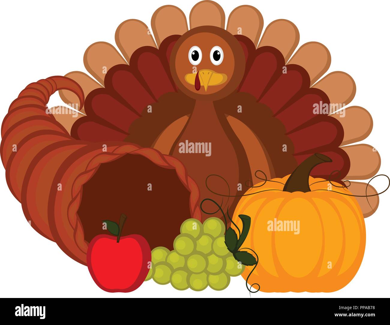 Turkey bird with traditional thanksgiving objects Stock Vector Image ...