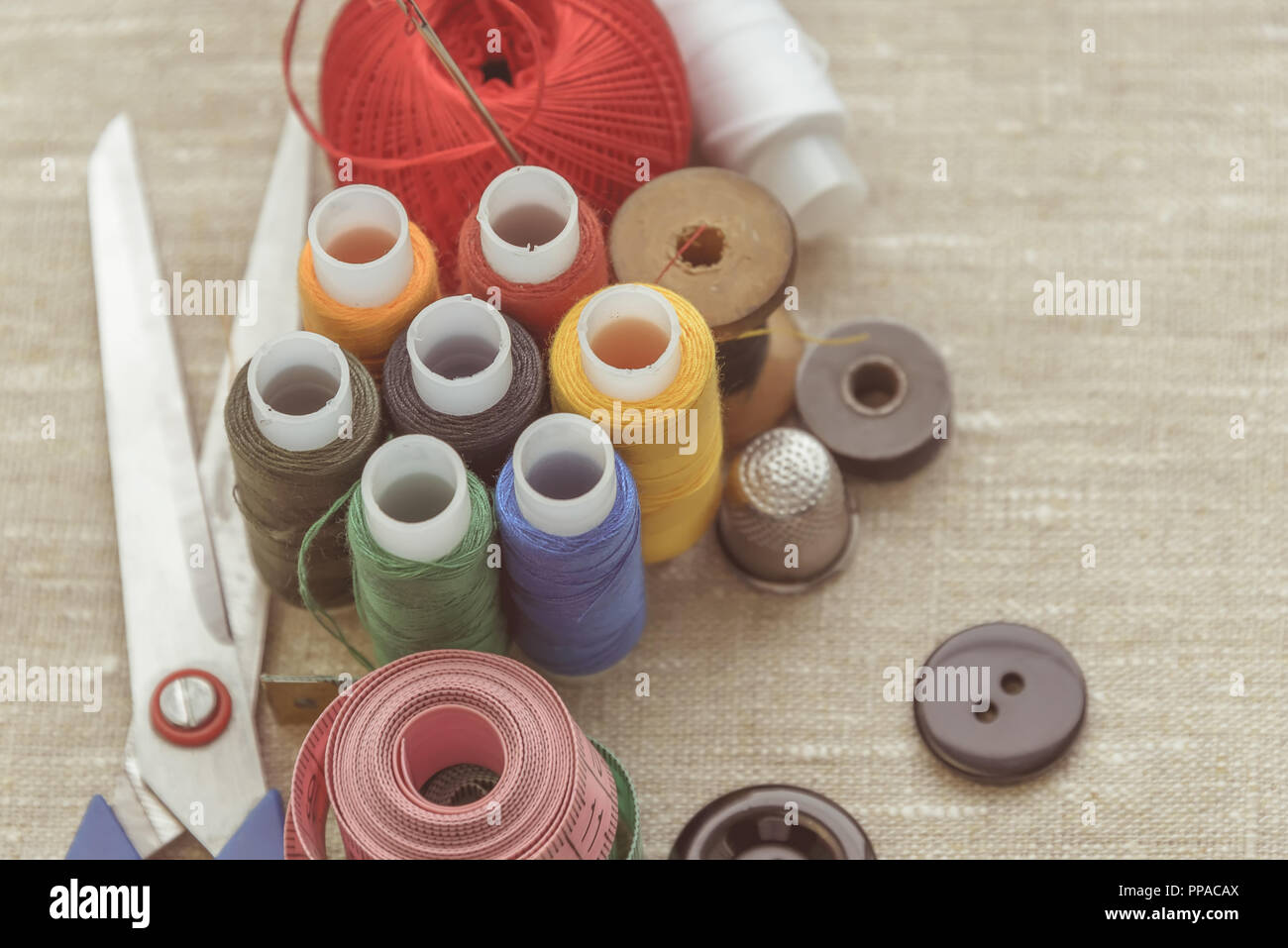 composition of seamstress, tailor, thread for sewing and for knitting ...