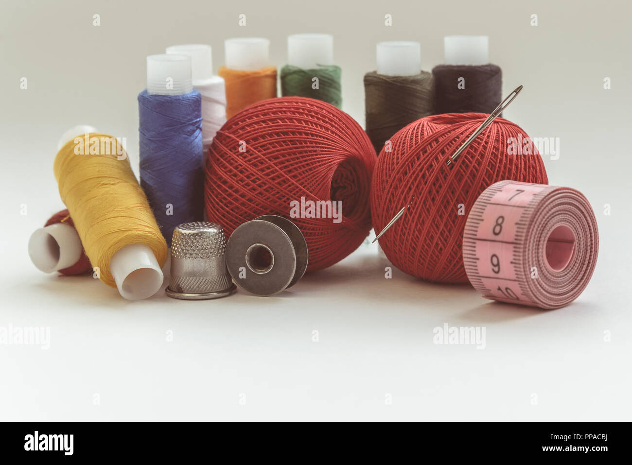 composition of seamstress, tailor, thread for sewing and for knitting ...