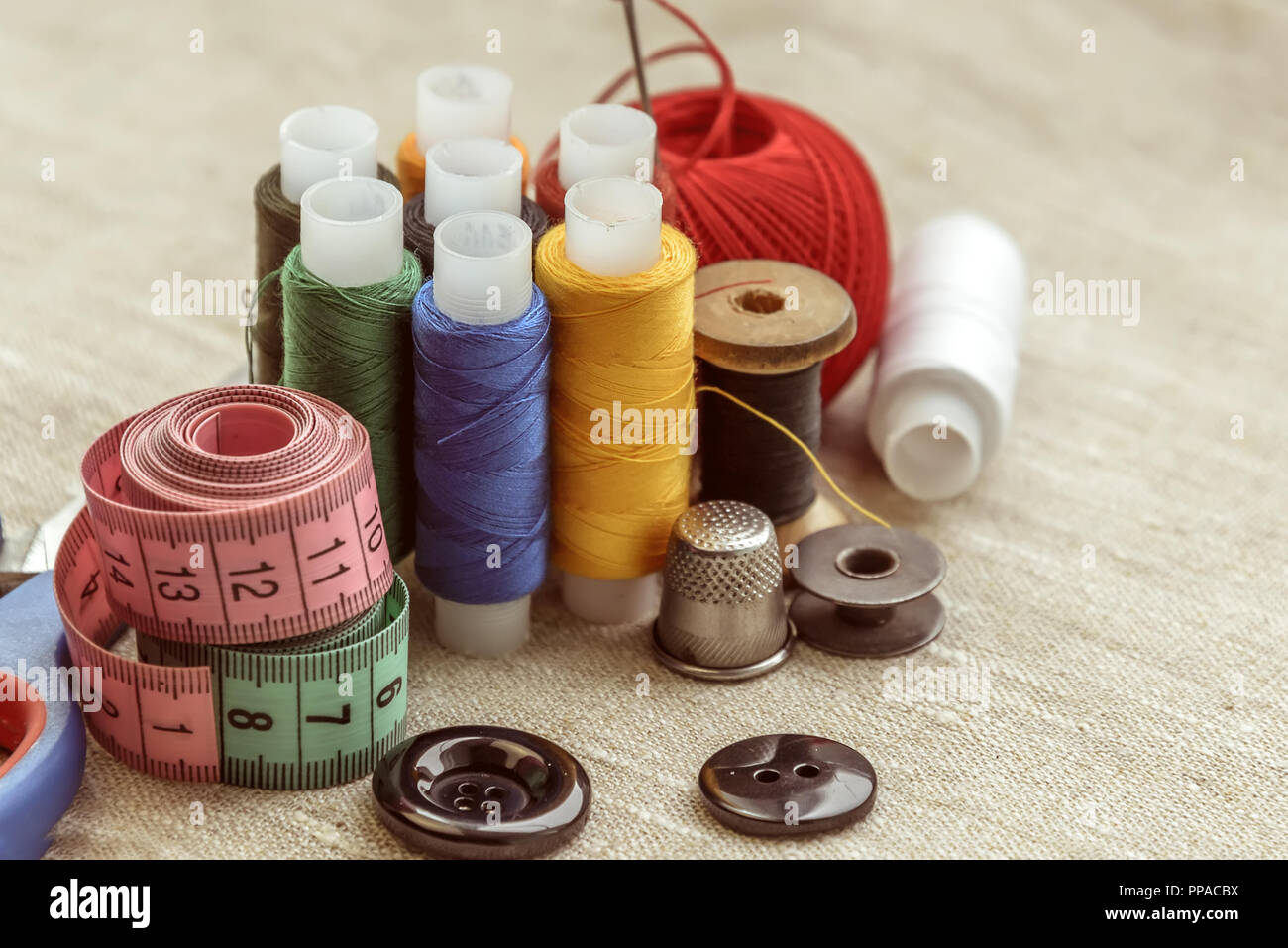 composition of seamstress, tailor, thread for sewing and for knitting ...