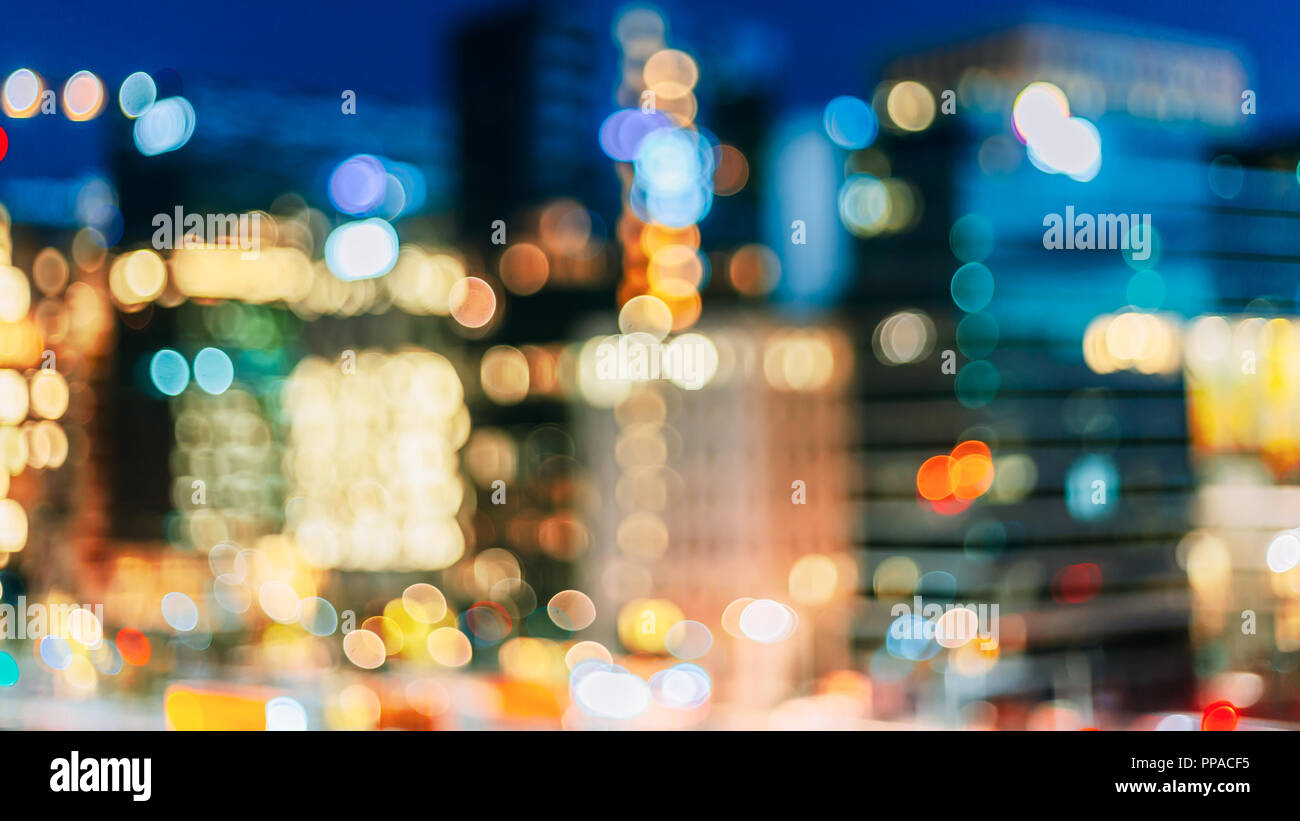 Blurred Boke Bokeh Background Of City Night Illumination And Lights ...