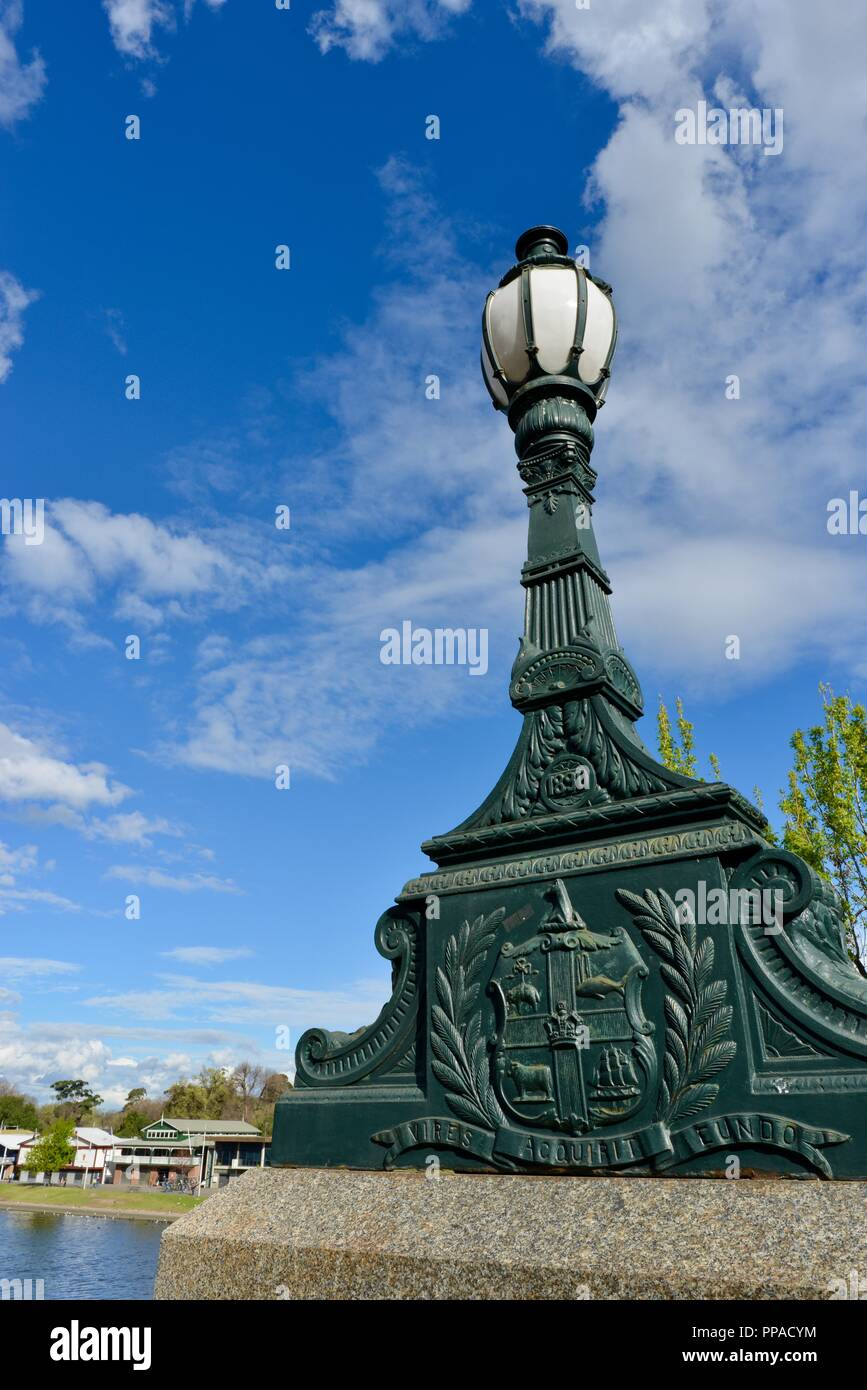 Old style lamp posts on Princes Bridge, Melbourne VIC, Australia Stock ...