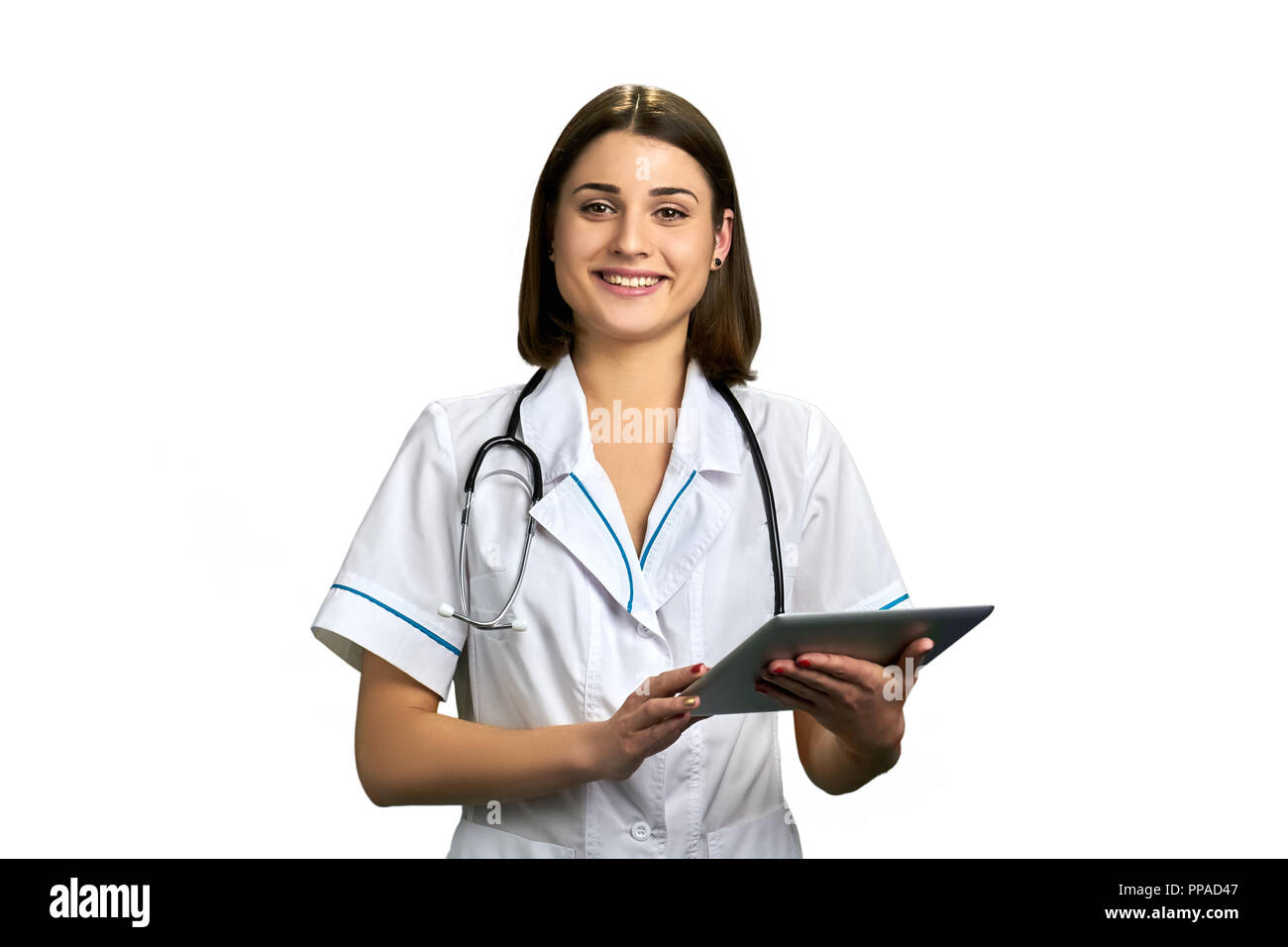 Smiling happy doctor stethoscope pad hi-res stock photography and ...