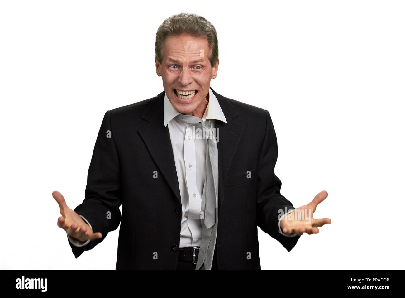 Furious angry boss on white background Stock Photo - Alamy