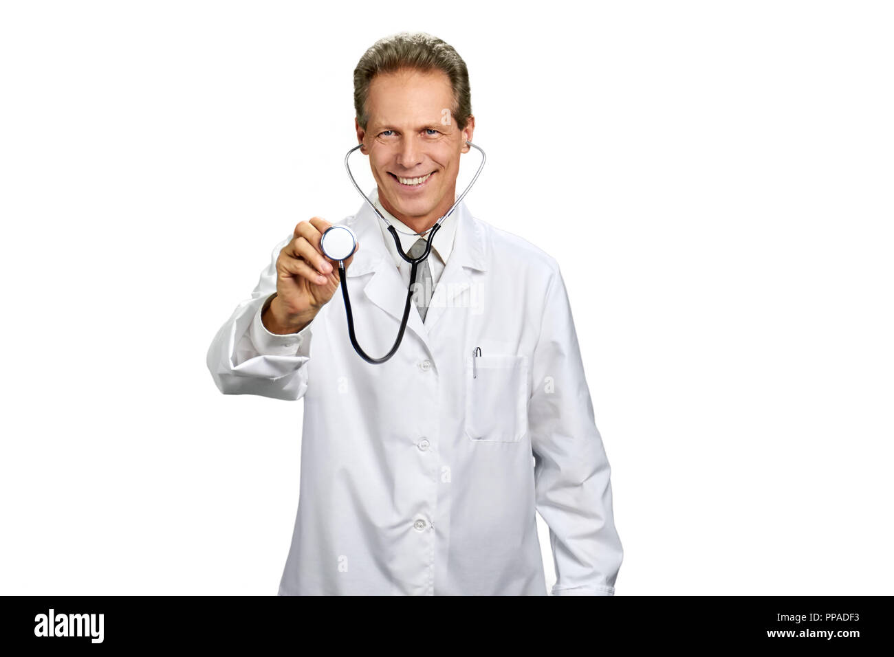 Doctor showing stethoscope hi-res stock photography and images - Alamy