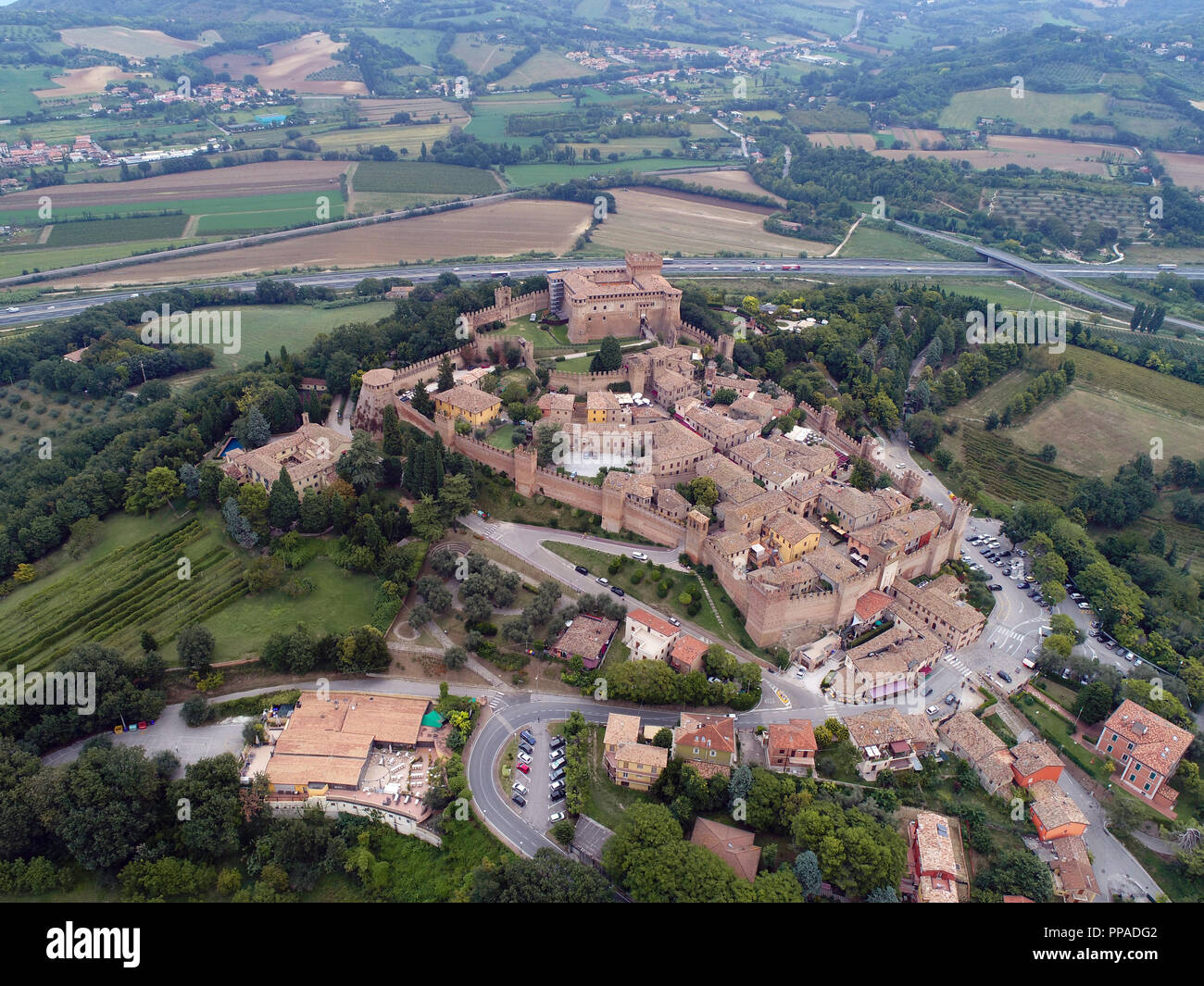 Aerial view of the Gradara Castle, The Malatesta Fortress where the ...