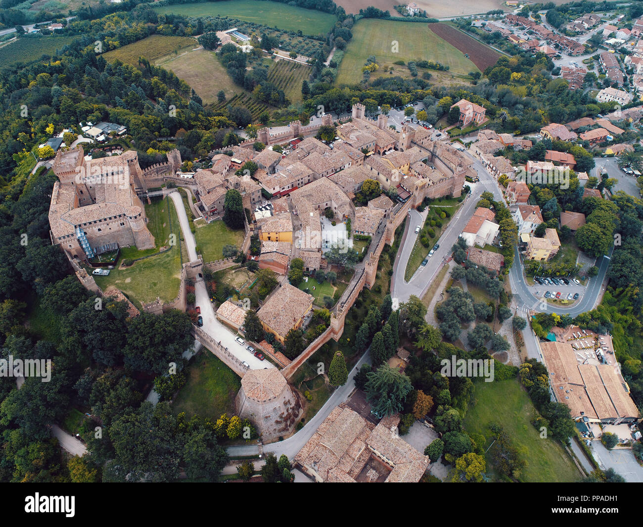 Aerial view of the Gradara Castle, The Malatesta Fortress where the ...