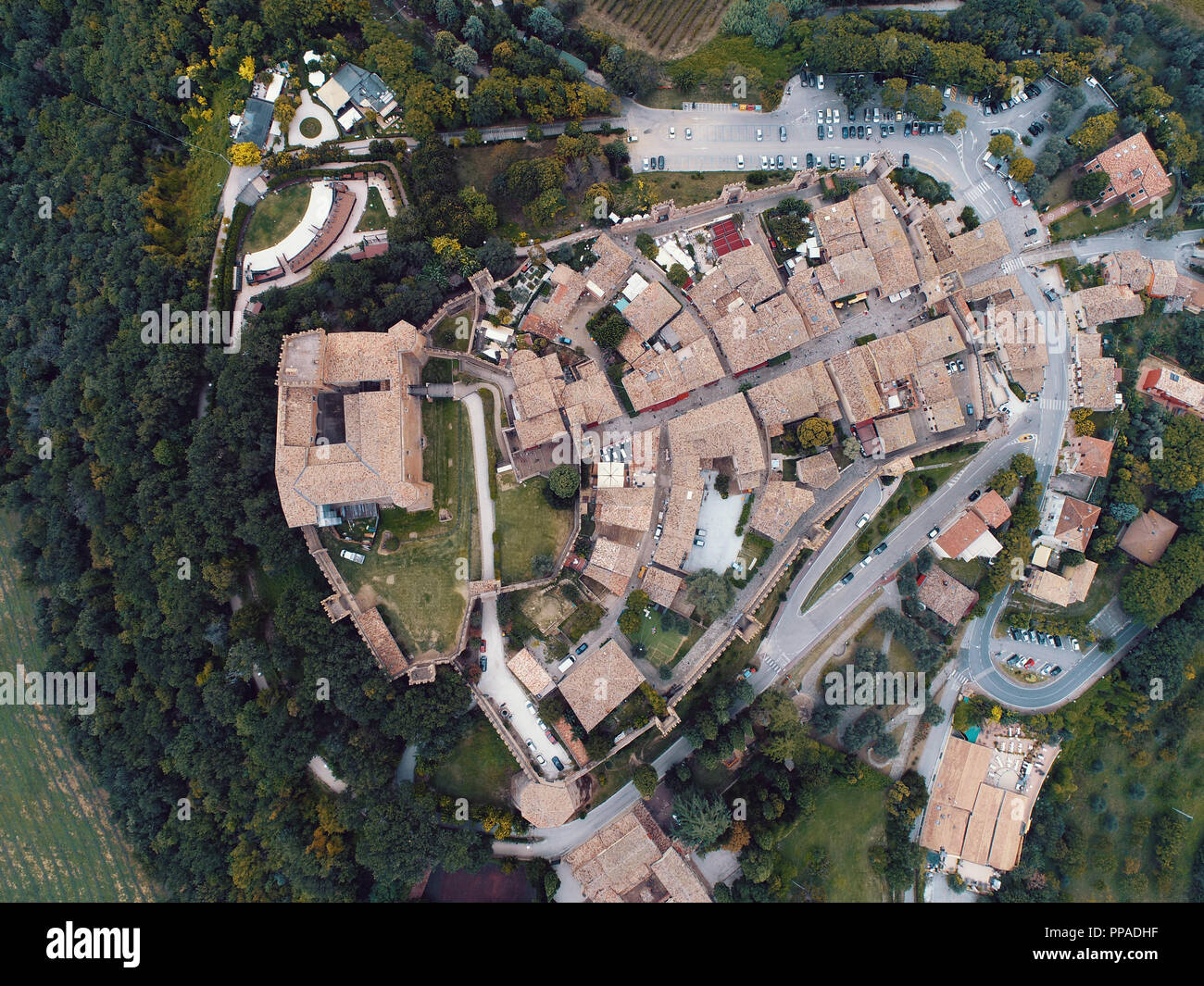 Aerial view of the Gradara Castle, The Malatesta Fortress where the ...