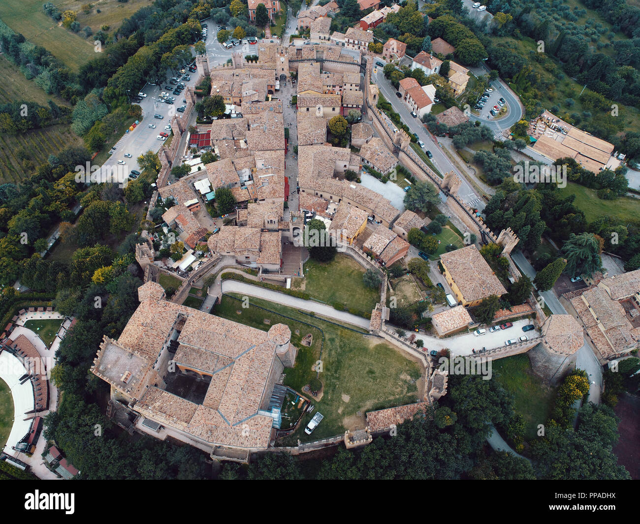 Aerial view of the Gradara Castle, The Malatesta Fortress where the ...