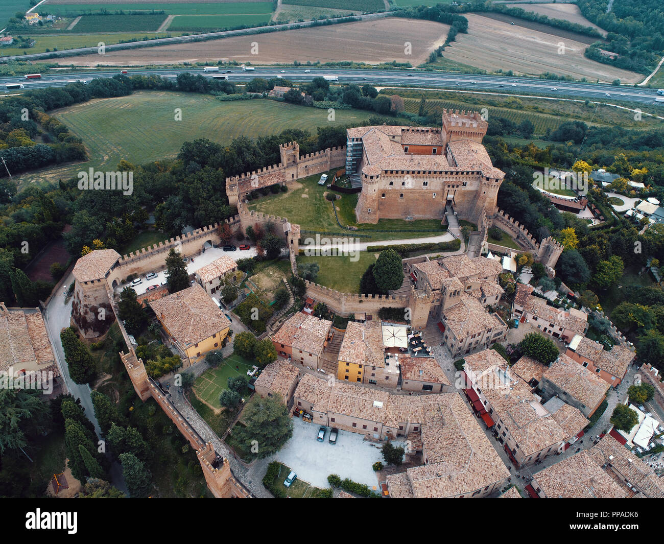 Aerial view of the Gradara Castle, The Malatesta Fortress where the ...