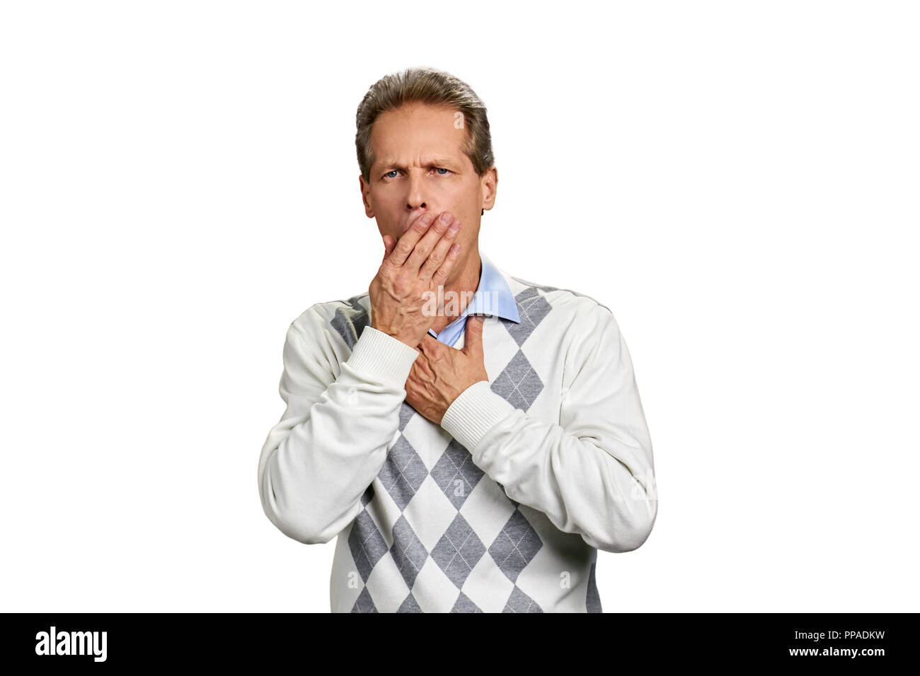 Cough man hand hi-res stock photography and images - Alamy