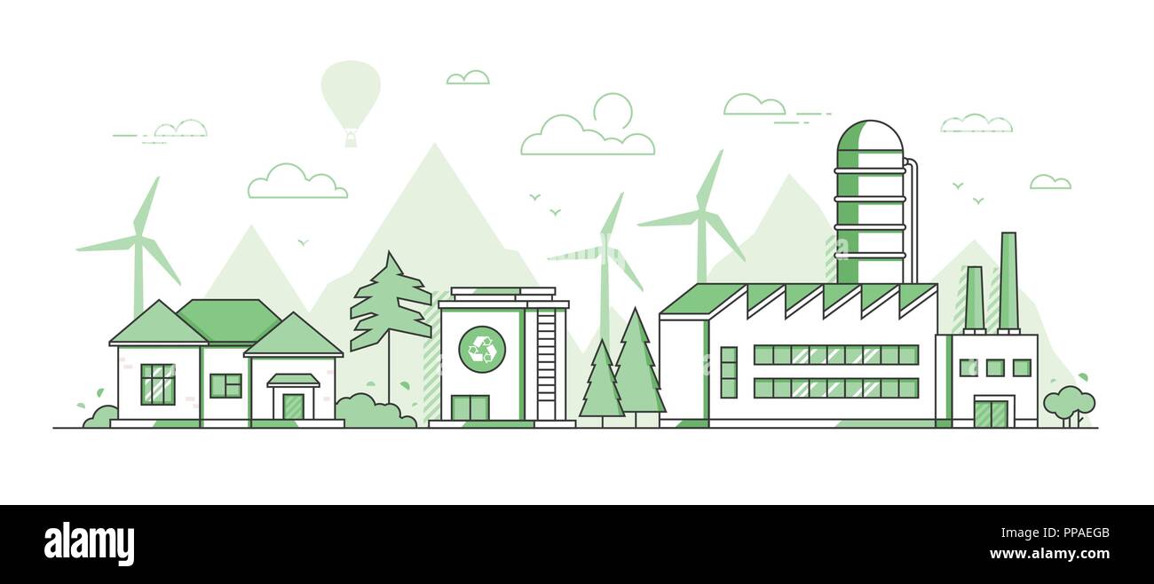 Eco manufacturing - modern thin line design style vector illustration ...