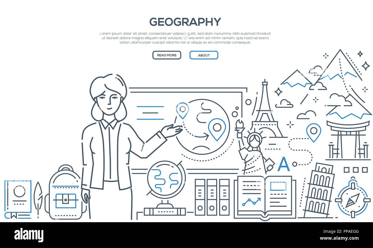 Geography lesson - colorful line design style banner Stock Vector Image ...