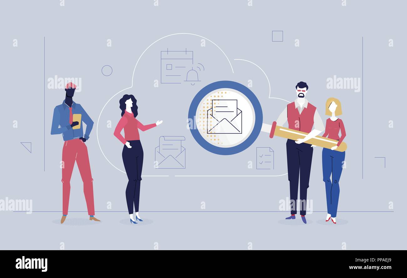 Business correspondence - flat design style colorful illustration Stock ...