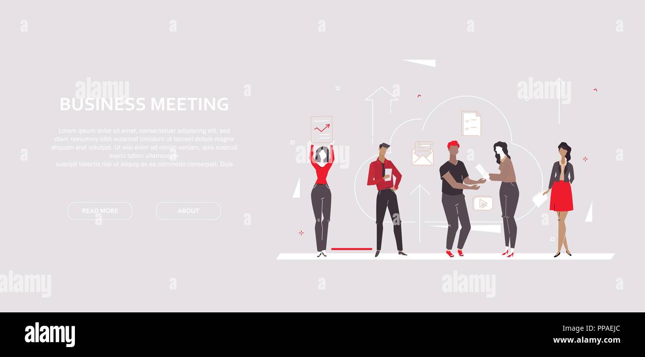 Business meeting - modern flat design style colorful banner Stock ...