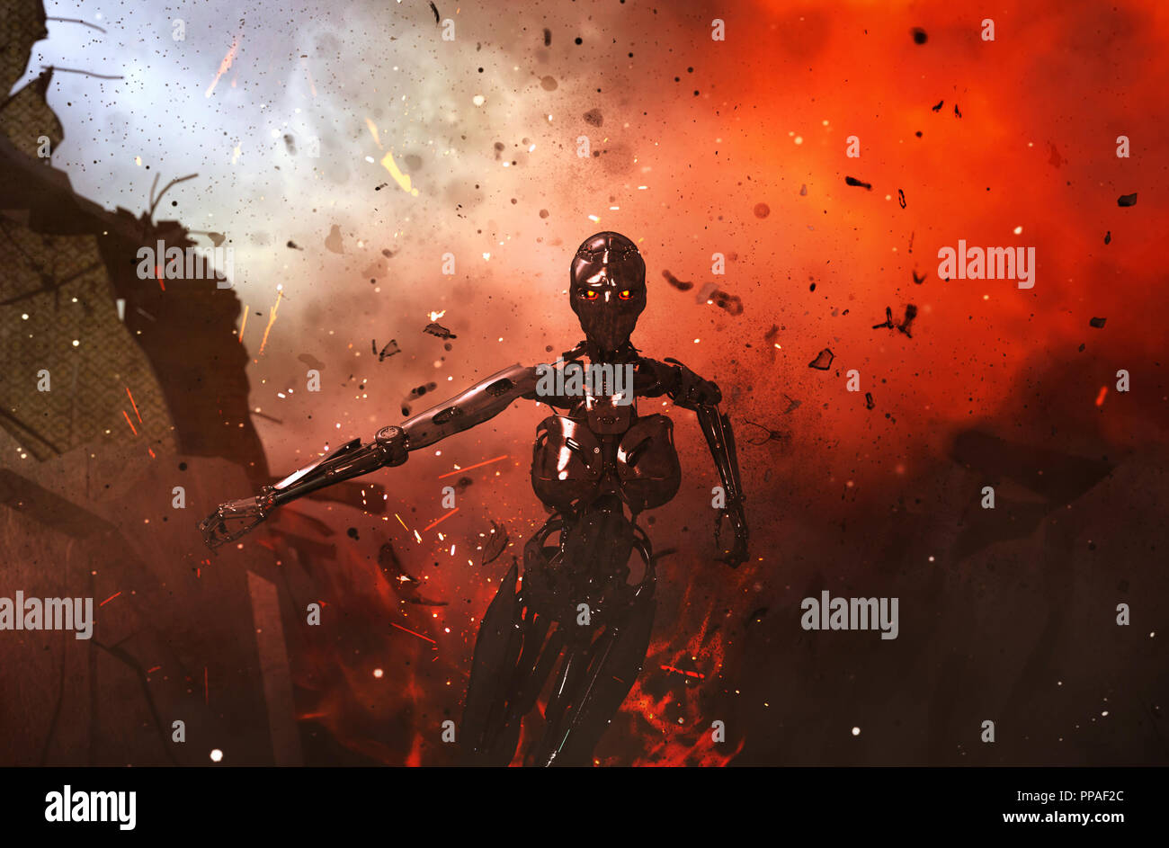 3d illustration of Robot battle,mixed media Stock Photo - Alamy