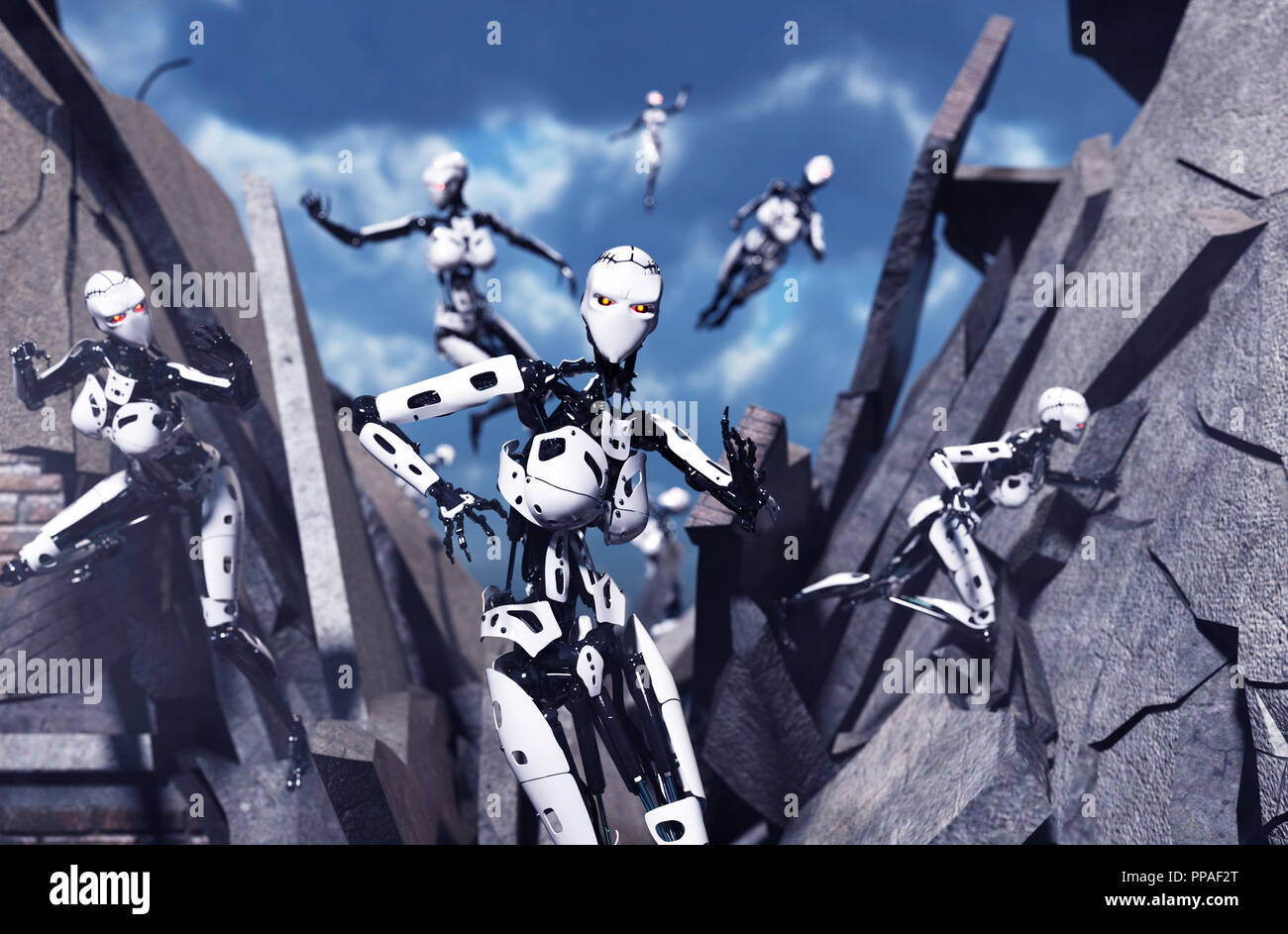 3d illustration of Robot battle,mixed media Stock Photo - Alamy