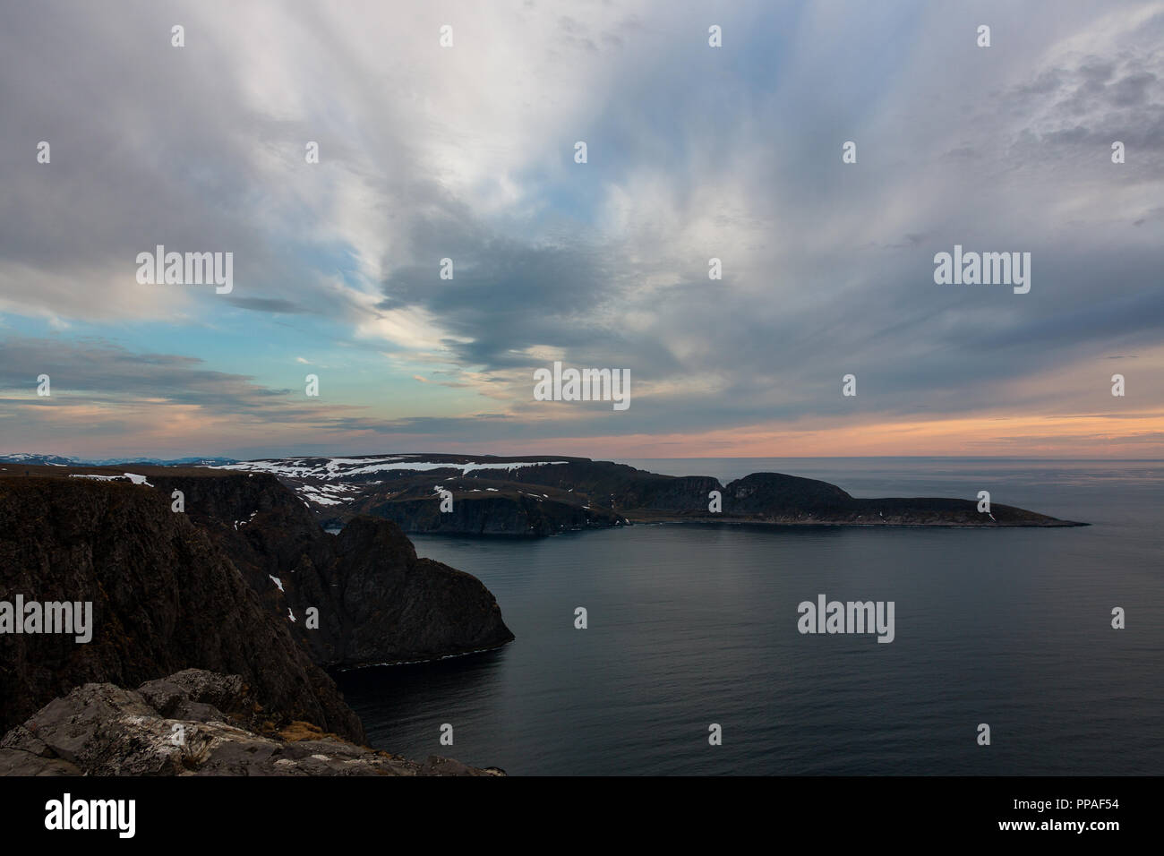 Midnight sun at the North Cape Stock Photo - Alamy
