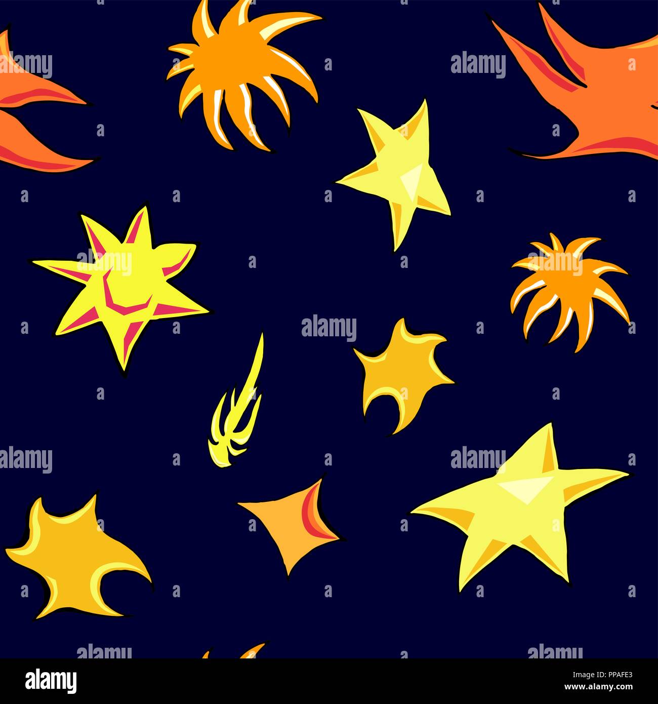 Yellow star pattern, vector illustration. Random stars pattern Stock ...