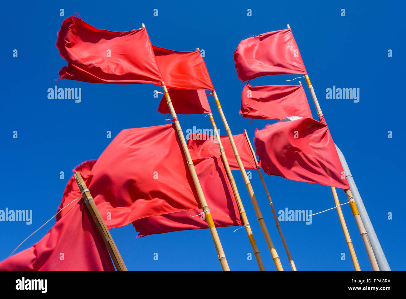 Red Marking Flags for Fishing Nets, Hornbaek, Kattegat, Zealand ...