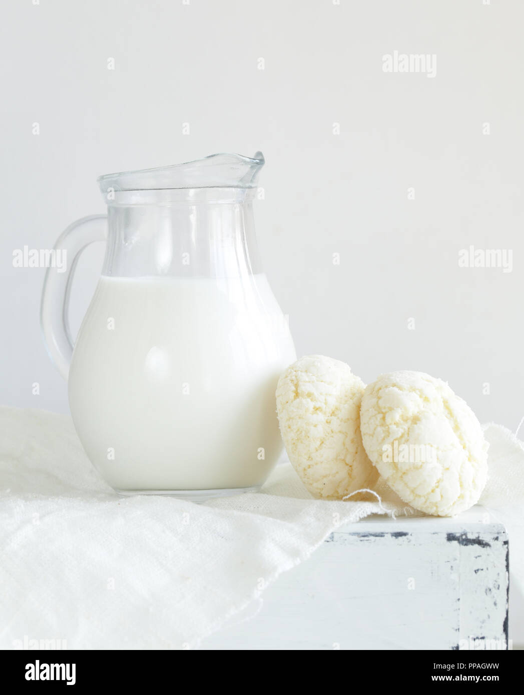 biscuits cookies with milk, white still life Stock Photo - Alamy