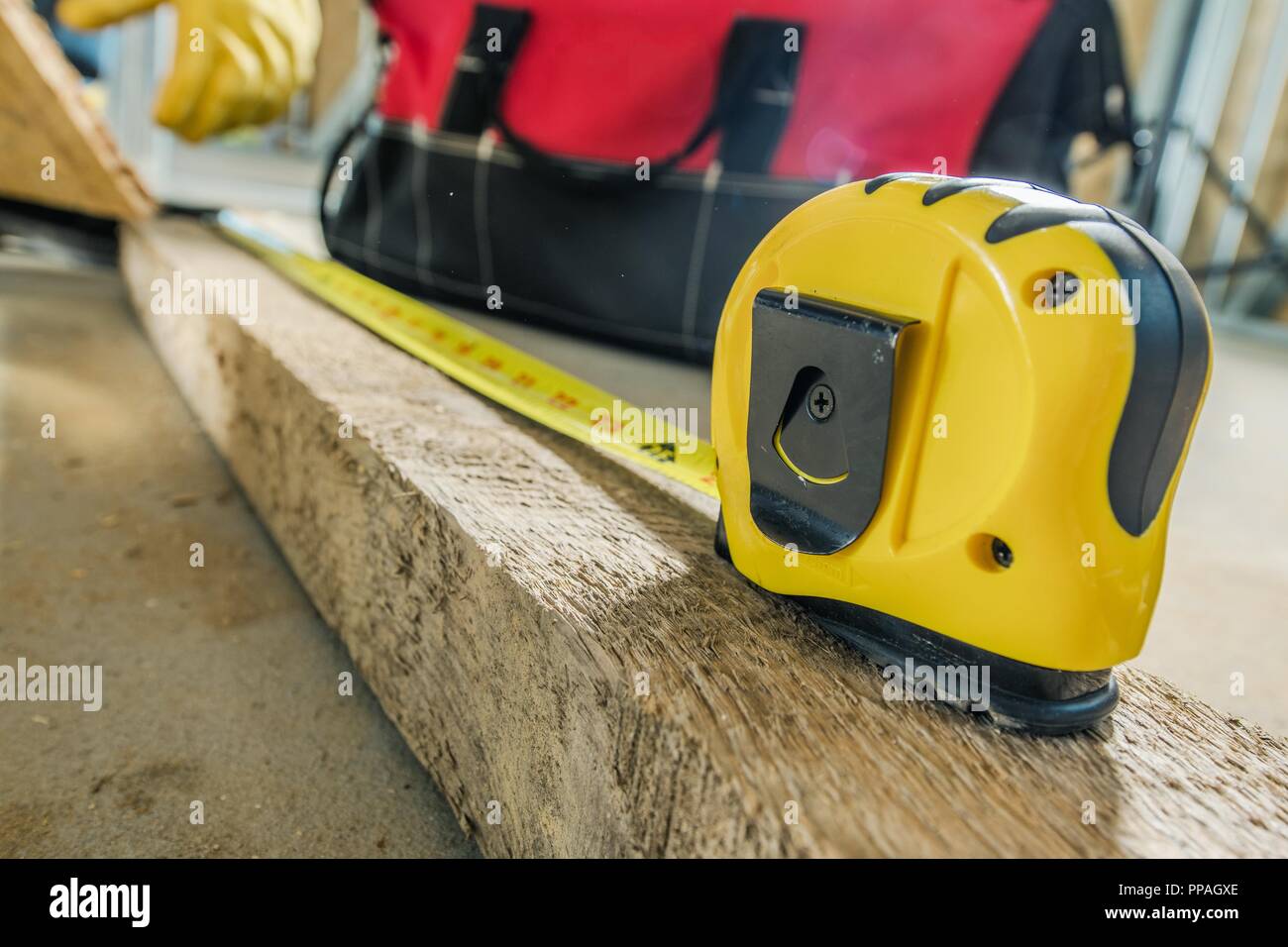 Construction Site Measuring Tape Closeup Photo Stock Photo - Alamy