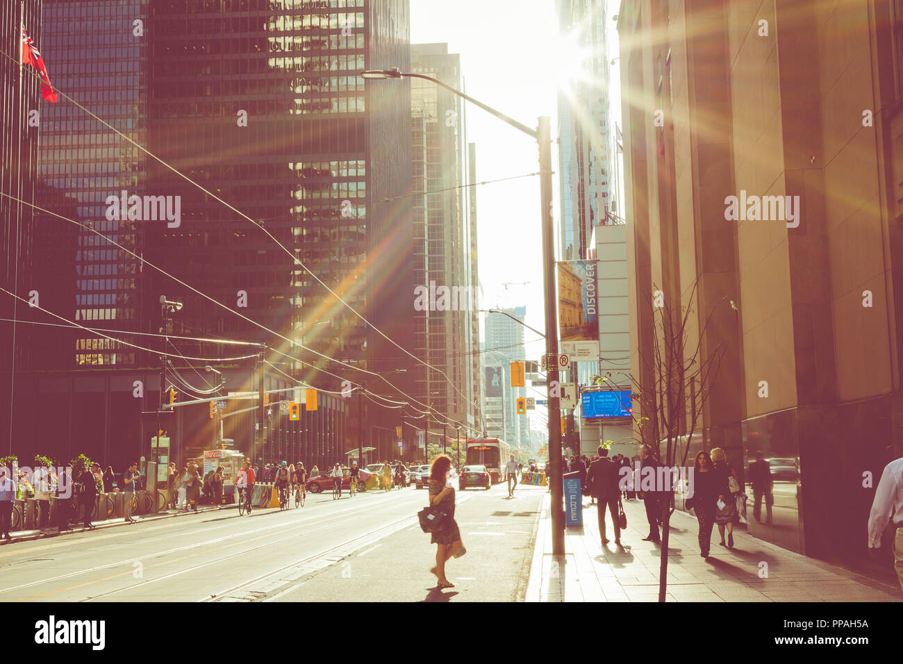 TORONTO, CANADA - SEPTEMBER 17, 2018: Rush hour at Toronto downtown ...