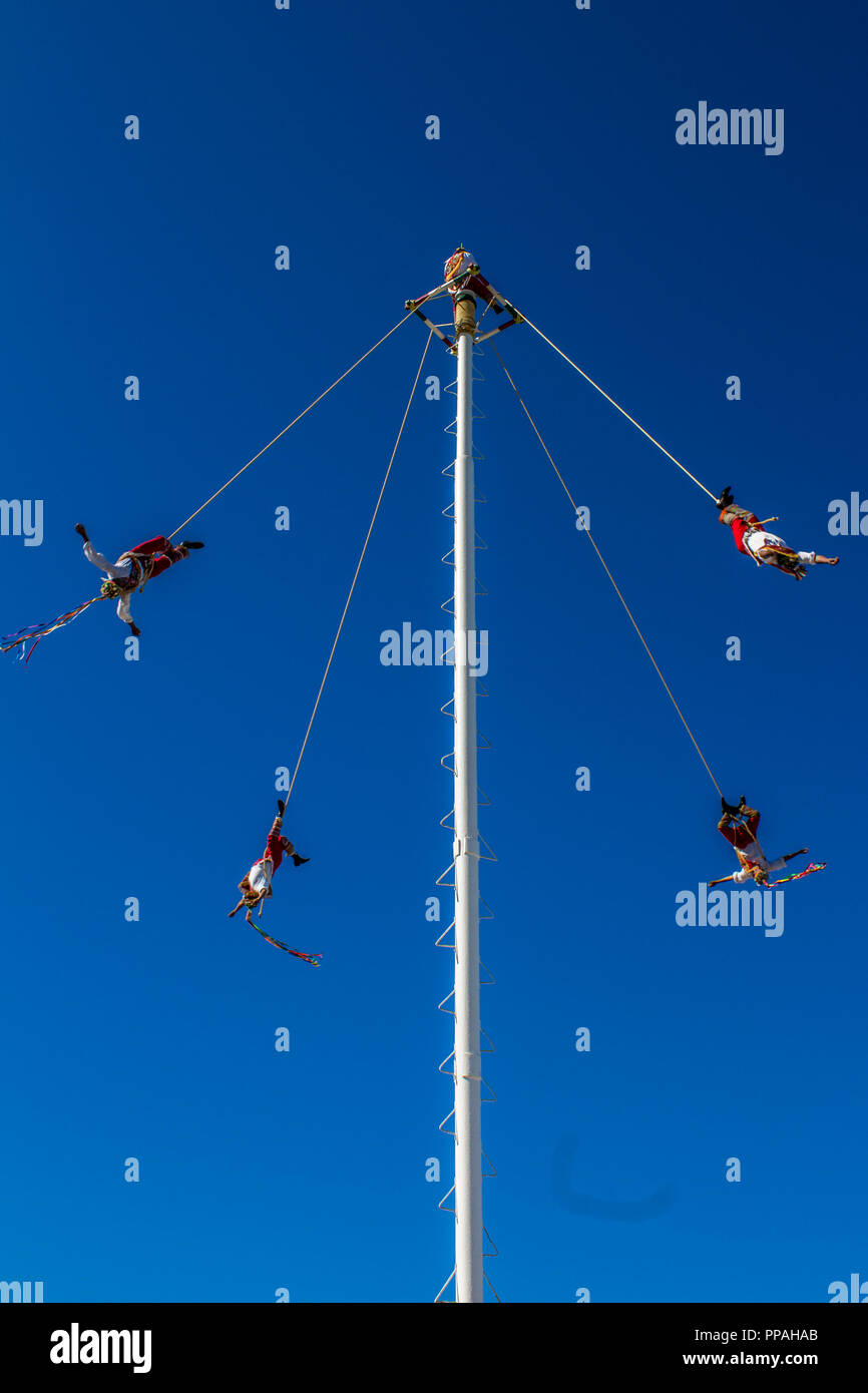 amazing image of the Papantla Flyers or flying pole in the air Stock ...