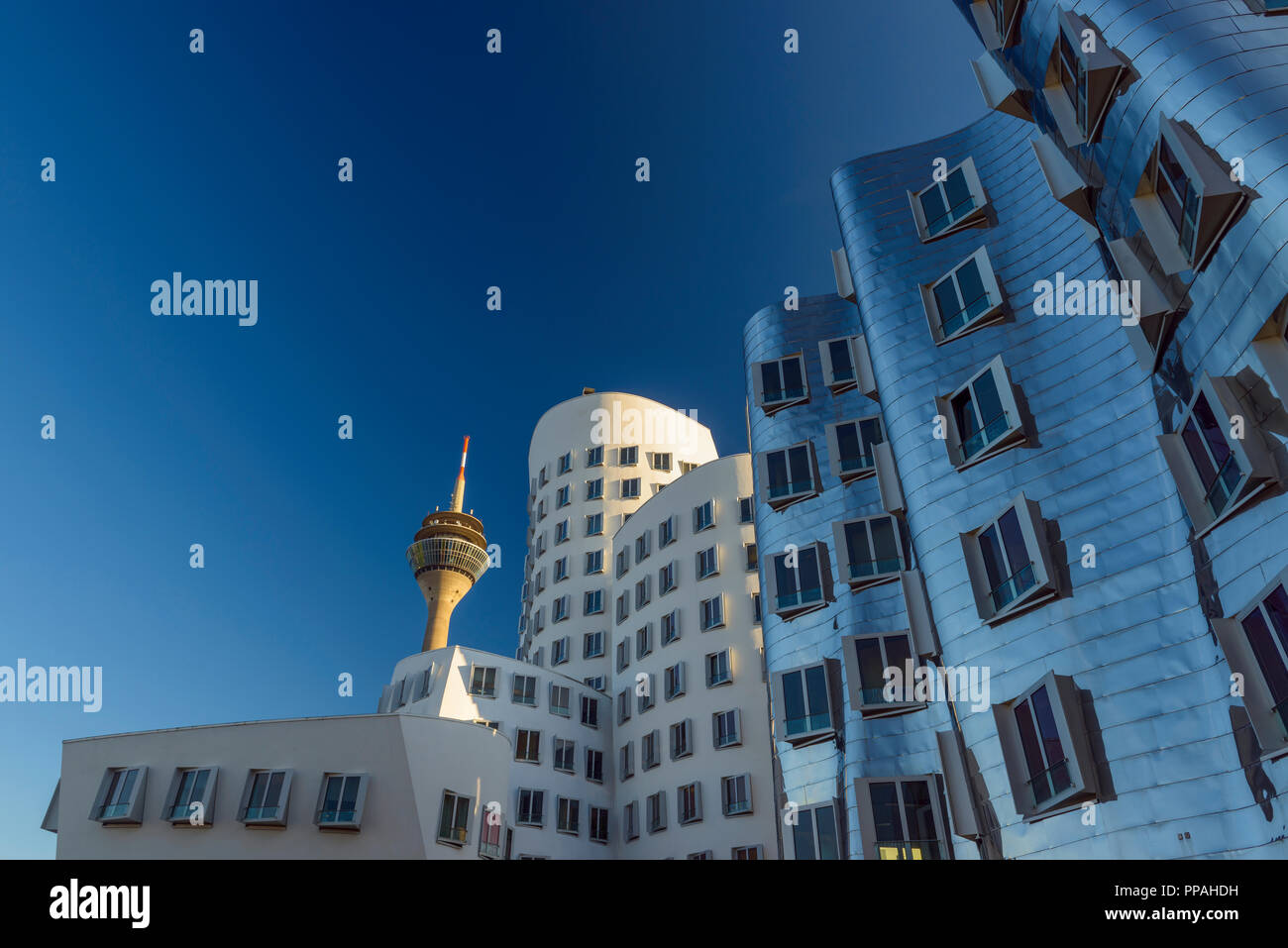 Rhine Tower, Gehry Buildings, Neuer Zollhof, Media Harbor, Duesseldorf ...