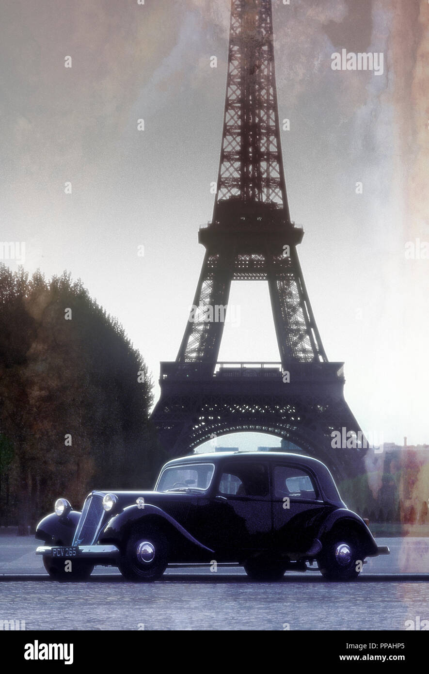 British built Citroen Light 15 parked by the Eiffel Tower Paris France ...