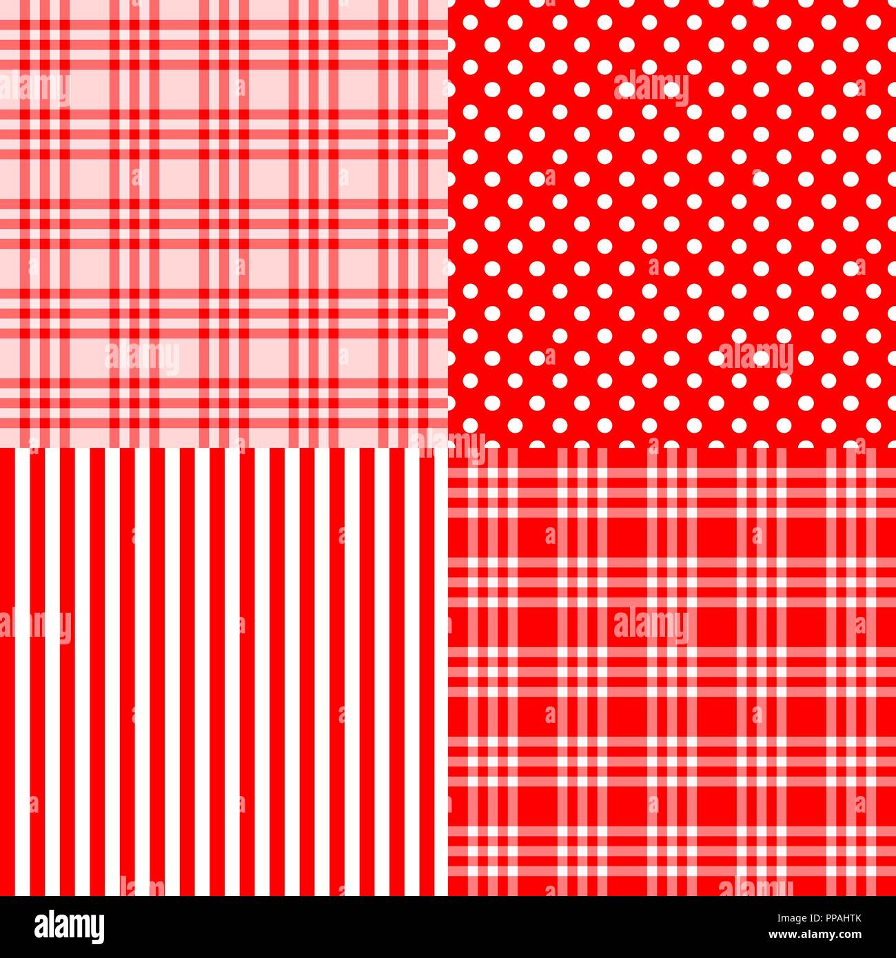 Vector set of 4 red patterns (striped, plaid, spotted) . Good for Baby ...