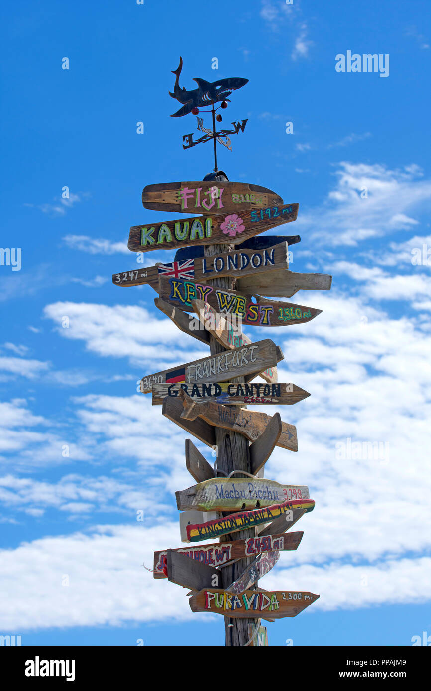 A signpost at Nauset Beach in Orleans, Massachusetts on Cape Cod, USA ...