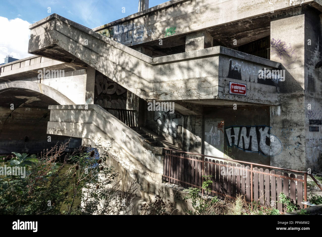 Liben Bridge, concrete bridge was designed in the Cubist style, Prague ...