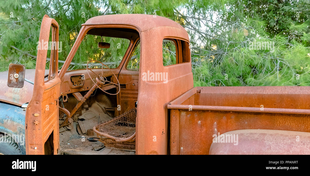Interior view of a completely ruined vehicle Stock Photo - Alamy