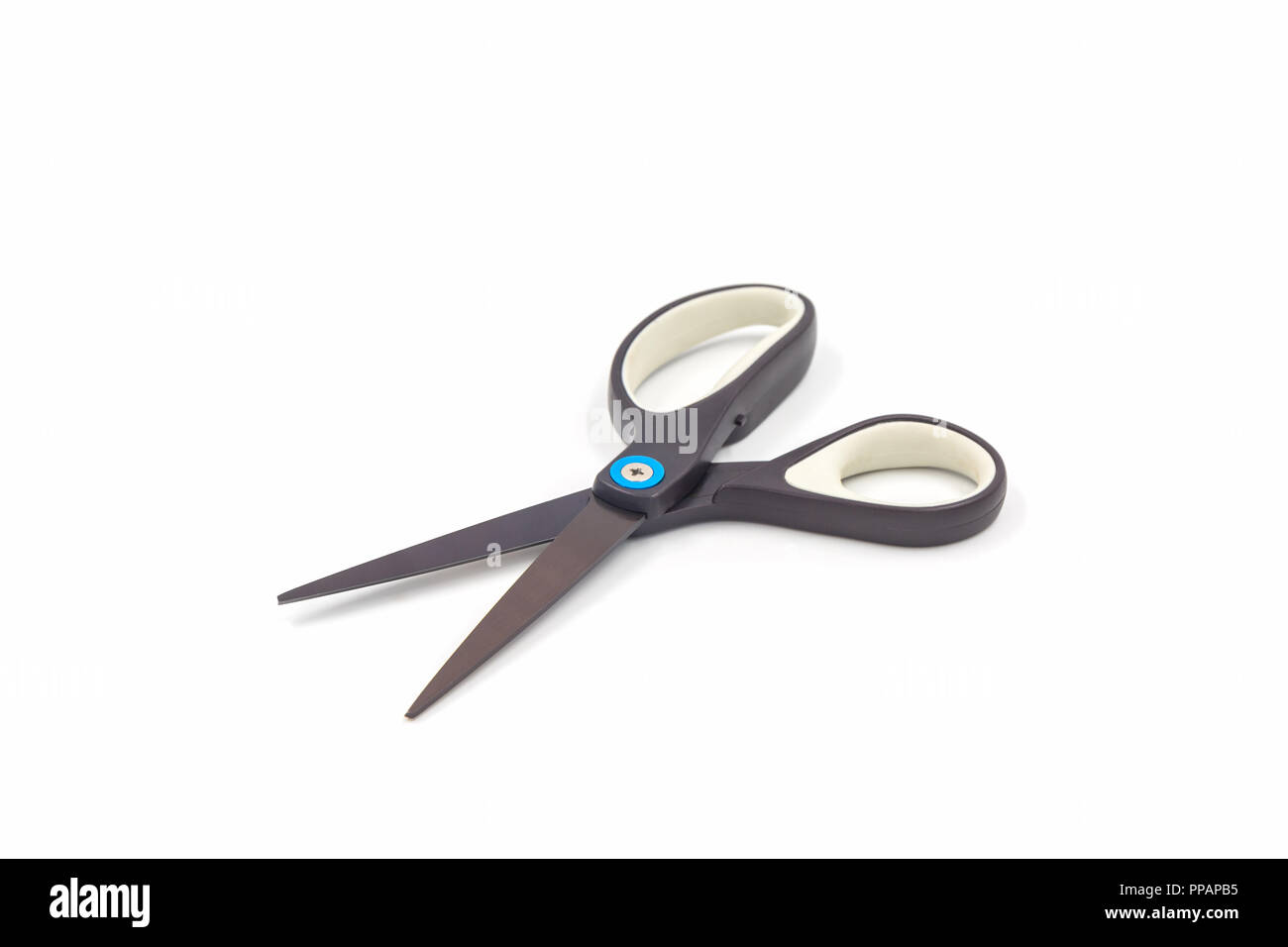 Single black steel scissors isolated on white background Stock Photo ...