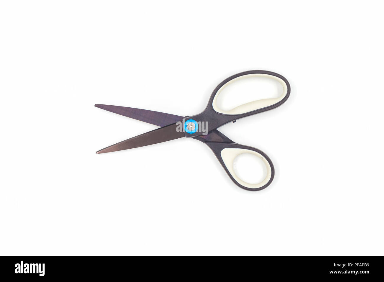 Single black steel scissors isolated on white background Stock Photo ...