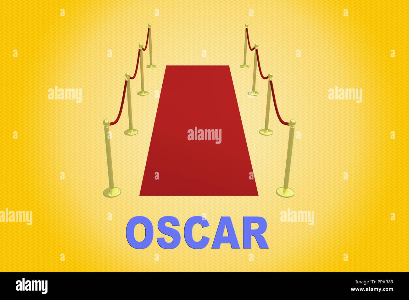 3D illustration of OSCAR title in front of a red carpet, isolated on ...