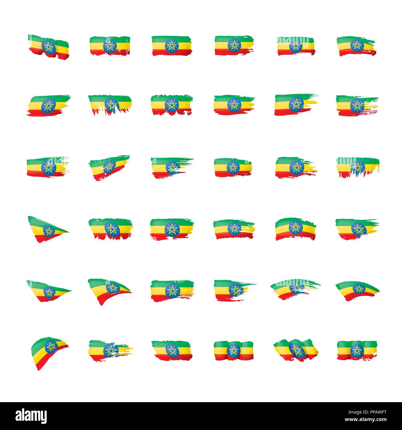 Ethiopia flag, vector illustration on a white background Stock Vector ...
