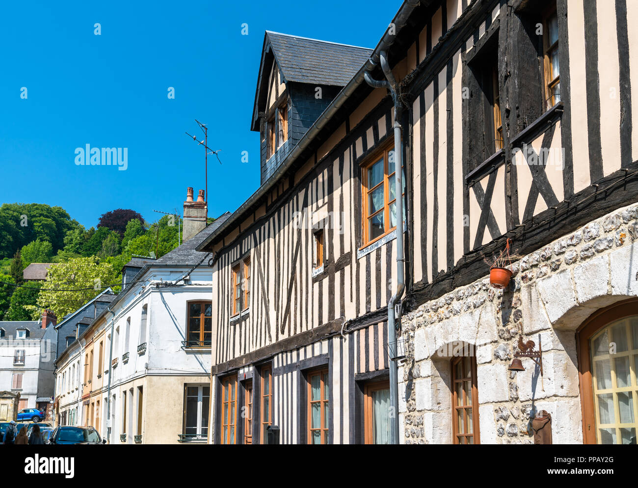 Traditional houses in Honfleur. Normandy, France Stock Photo - Alamy