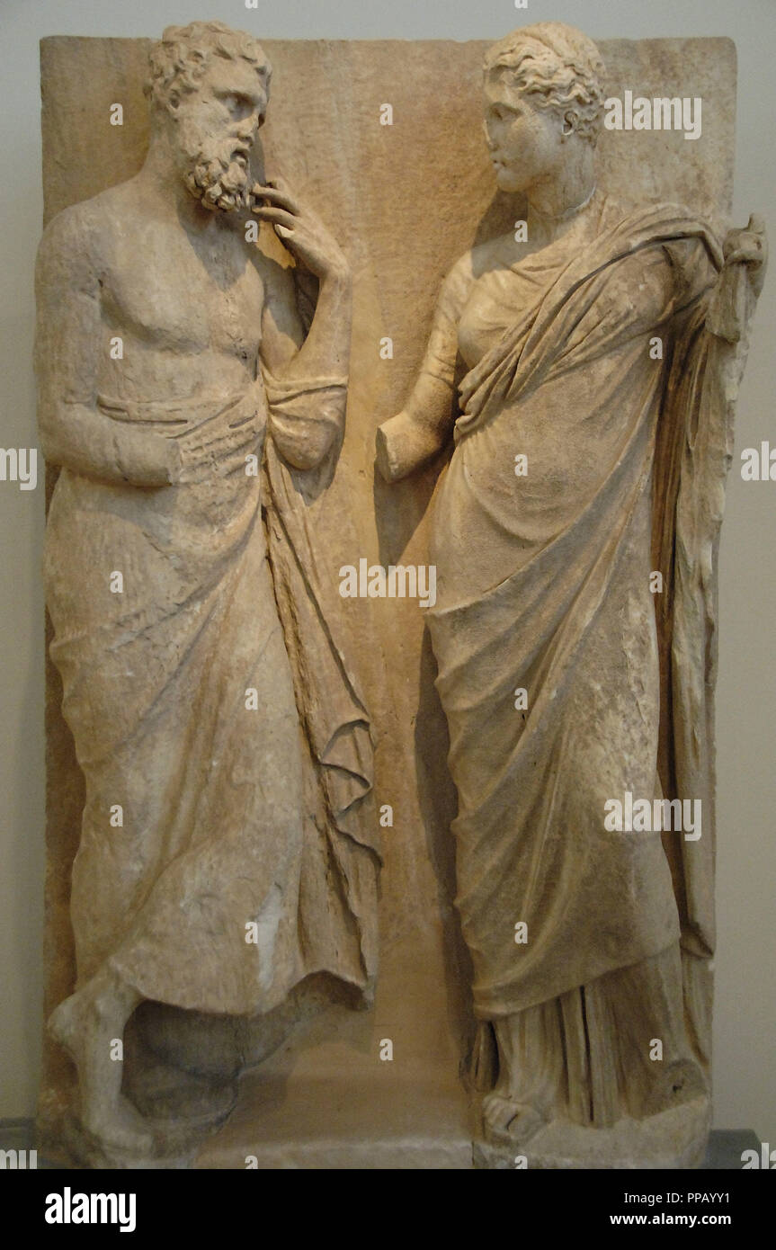 GREEK ART. Greece. IV B..C. Funerary stele of Hieron and Lysippe in ...