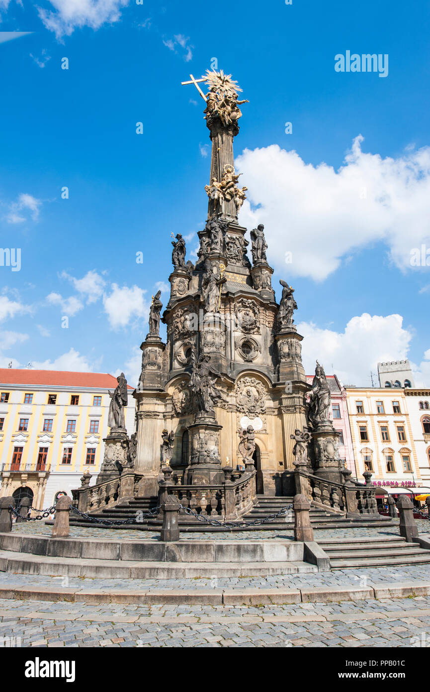 The Holy Trinity Column on Upper Square in Olomouc, Czechia Stock Photo ...