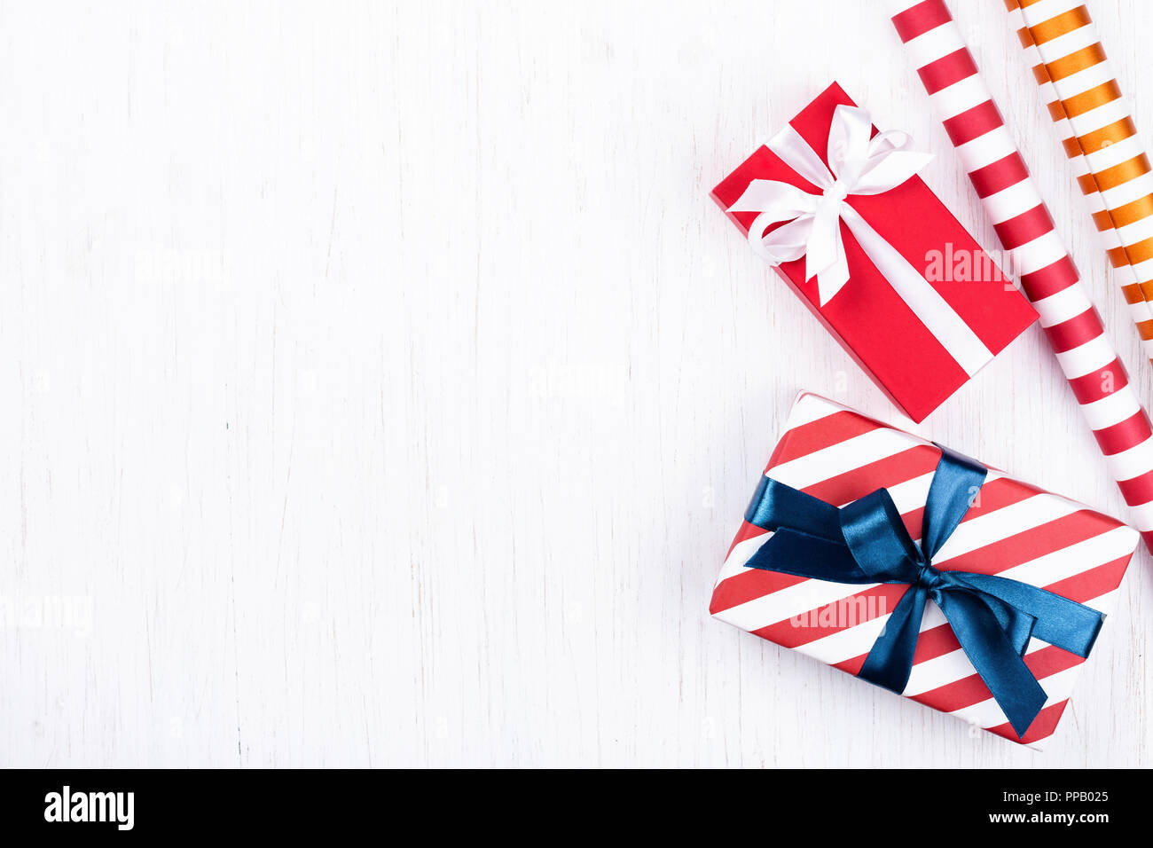 Striped white red gift box hi-res stock photography and images - Alamy