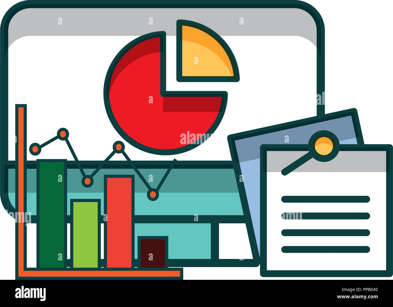 computer business chart note memo vector illustration Stock Vector ...