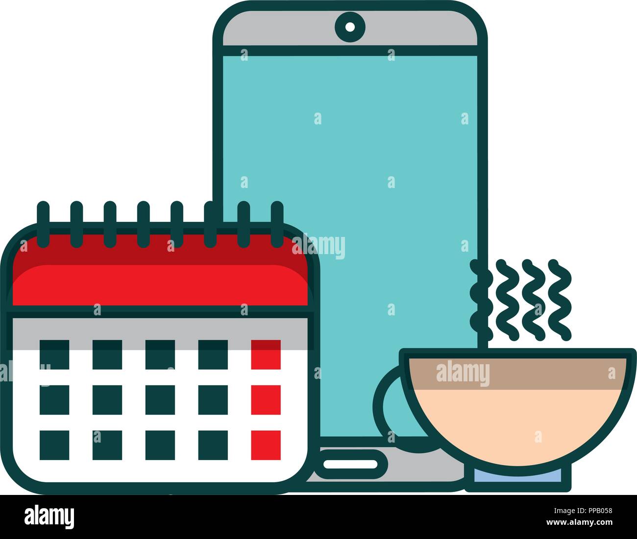 Desktop calendar cup coffee Stock Vector Images - Alamy