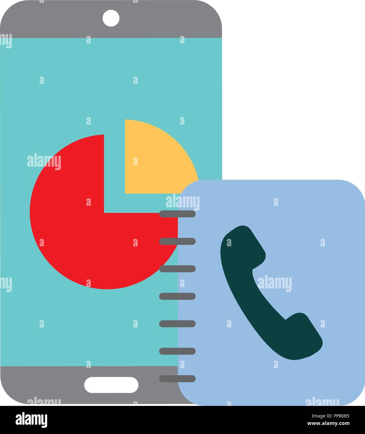 smartphone report chart address book telephone vector illustration ...