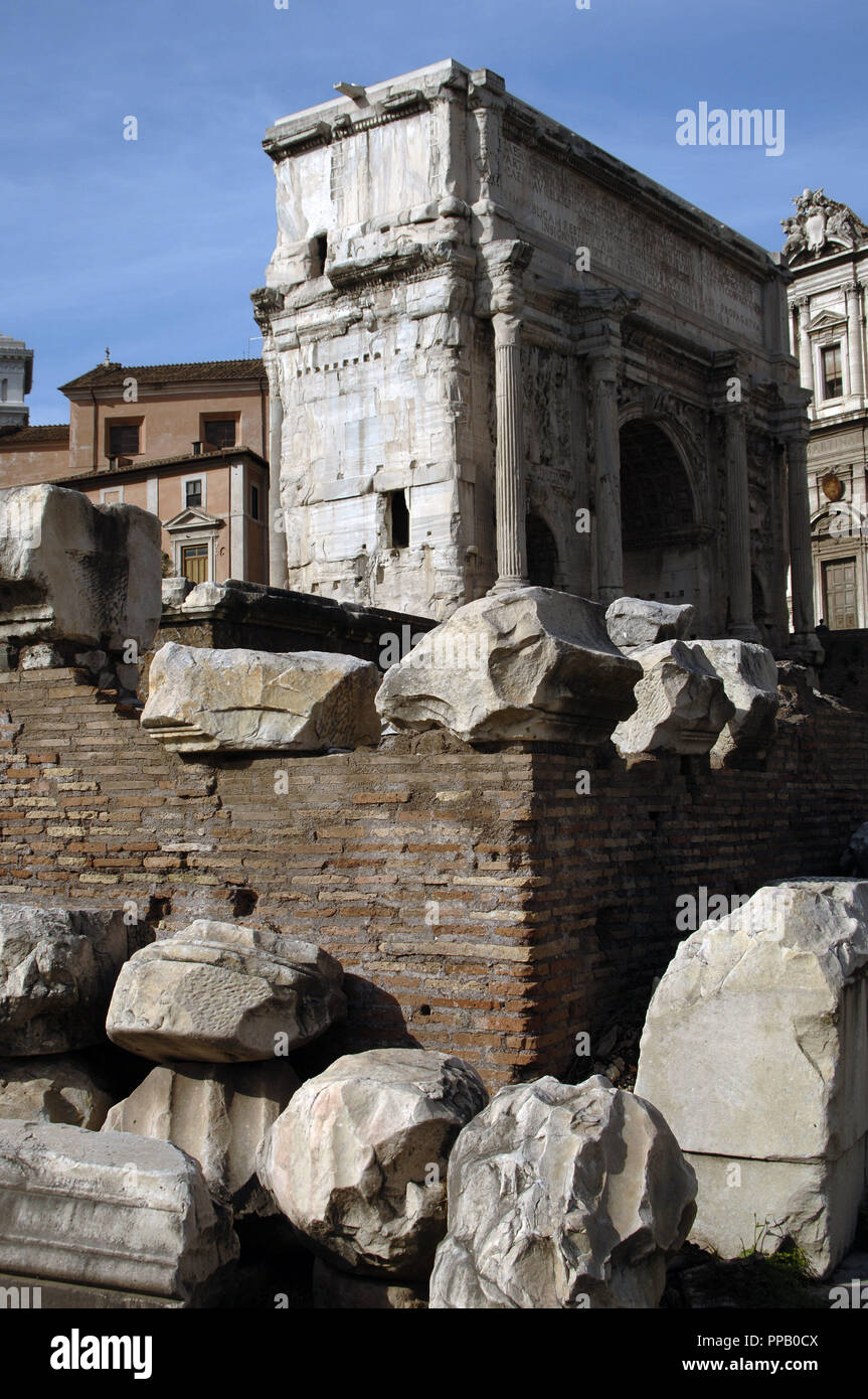 Italy. Rome. Arch of Septimius Severus. Triumphal arch built in 203 AD ...