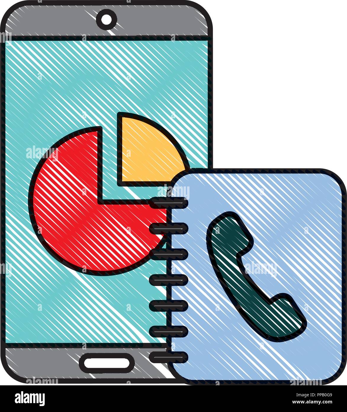 smartphone report chart address book telephone vector illustration ...