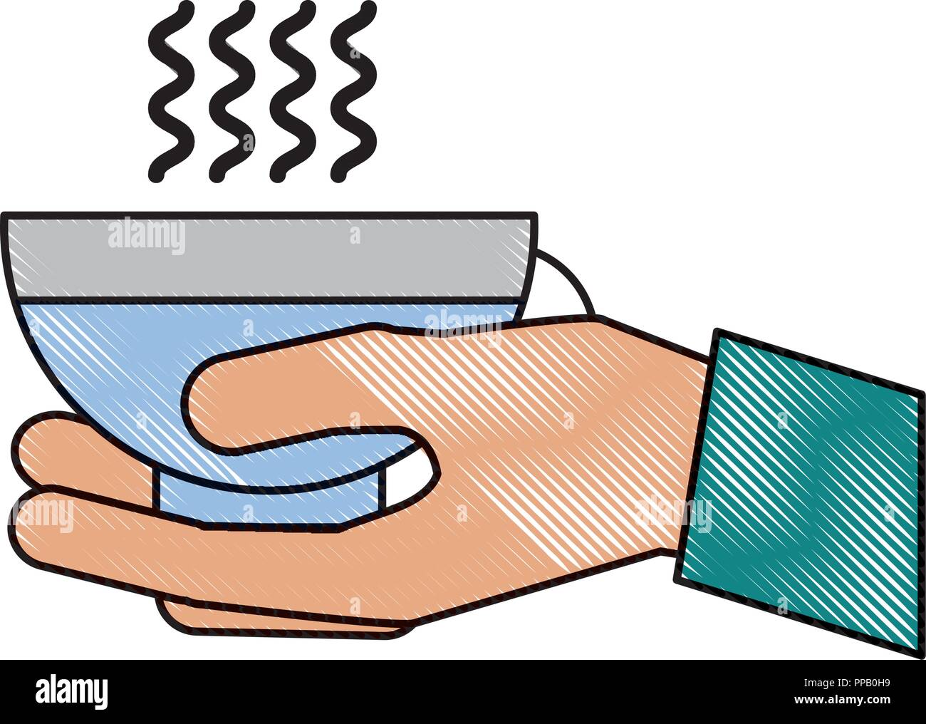 hand holding coffee cup hot beverage vector illustration Stock Vector ...