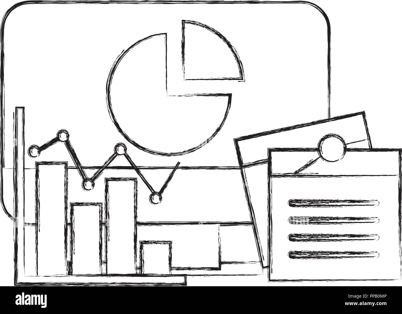 computer business chart note memo vector illustration Stock Vector ...