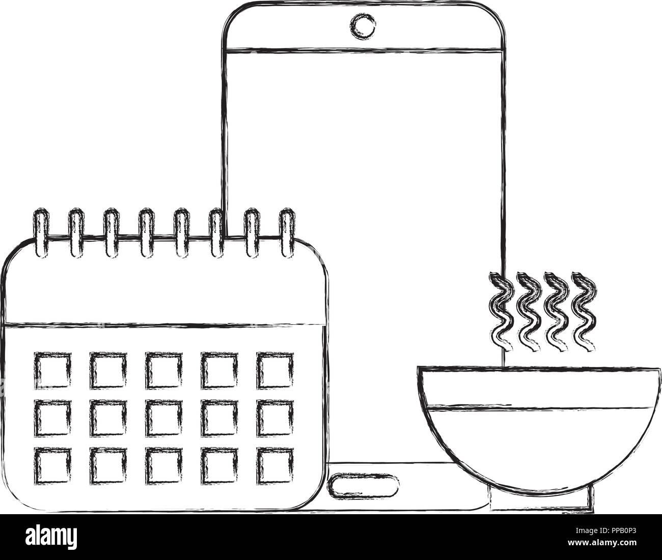 Desktop calendar cup coffee Stock Vector Images - Alamy